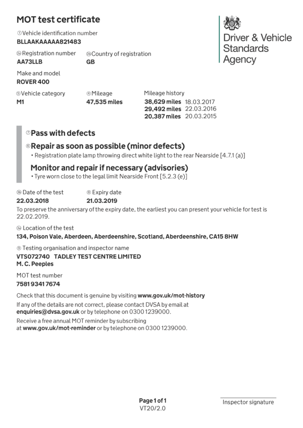 Your MOT Pass or Fail Explained - What to do next?